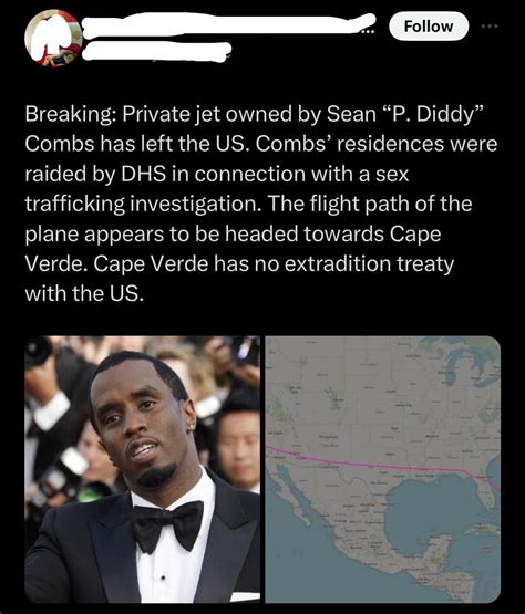 Private Jet Owned By Sean “p Diddy” Combs Has Left The Us Combs