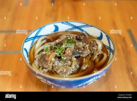 Japanese Cuisine Hot Soup Udon Noodle As Kake Udon With A Mild Broth Called Kakejiru Made From