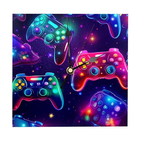 Gamepad Square Wood Wall Clock 7 87 In Size Elegant Home Decor