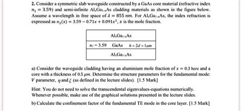 Solved Consider A Symmetric Slab Waveguide Constructed By A Gaas Core