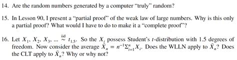 Solved Are The Random Numbers Generated By A Computer Chegg