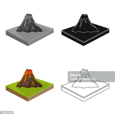 山 火山和風景浮雕和山單圖示在卡通風格的等距向量符號股票插畫網站向量圖形及更多火山圖片 火山 一片 卡通 Istock