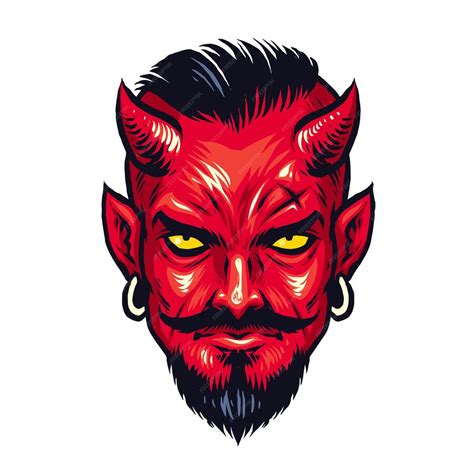 Red Devil With Skull Vector Dark Legends Satan Demon And Horror