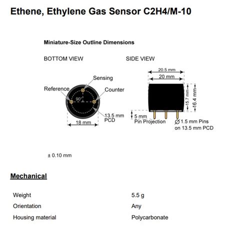 Ethylene Electrochemical Gas Sensor C2h4m 10 Laserse
