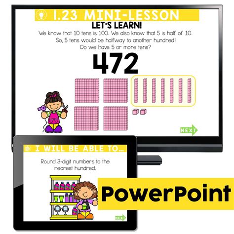 Lucky To Learn Math Lesson 123 Rounding Nearest Hundred Teaching Slides Powerpoint