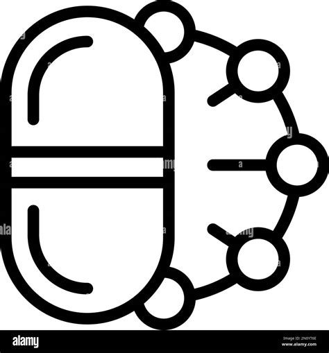 Amino Capsule Icon Outline Vector Molecular Protein Chain Vitamin