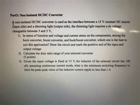 Solved Part Non Isolated DC DC Converter A Non Isolated Chegg