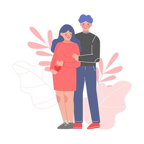 Familia Una pareja que espera un bebé Un joven abrazando a su esposa