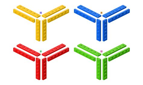 3d set of colored constructor kit in isometry collection of elements