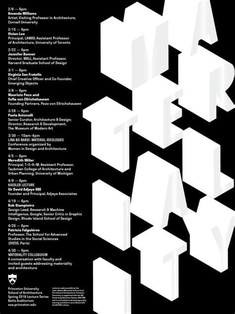 Spring 2018 Lecture Series Princeton University School Of Architecture