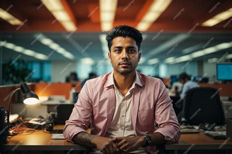 Premium Photo Photo Portrait Of Male Programmer In Office