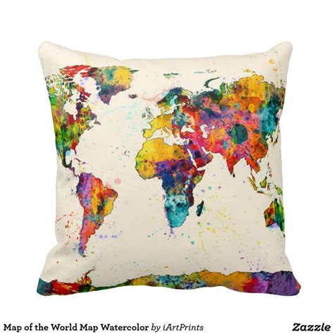 Map Of The World Map Watercolor Throw Pillow Zazzle Watercolor