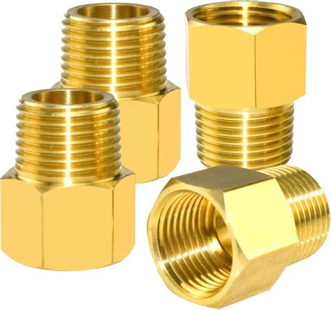 Honsnks 4 Piezas De Tubería De Latón 14 Npt Hembra Rosca Tubería X 14