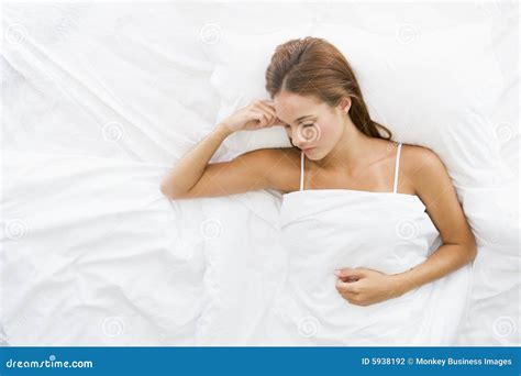 Woman Lying In Bed Sleeping Stock Photo Image Of Nightwear Brunette