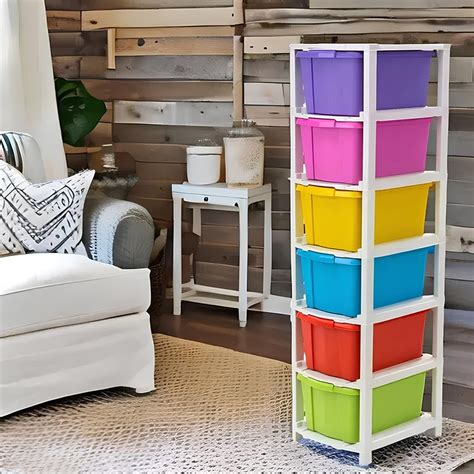 6 Layer Multi Colored Plastic Storage Drawer Cabinet Shop Toys