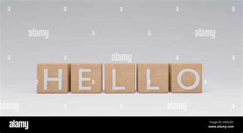 Wooden Cubes Hello Cubes With Text Hello 3D Work And 3D Image Stock