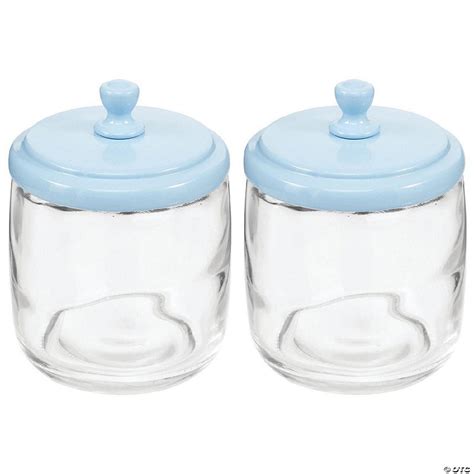 Mdesign Round Glass Apothecary Canister Jar Steel Lid 2 Pack Clear