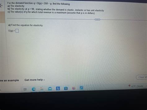 Solved For The Demand Function Q D P P Find The Chegg