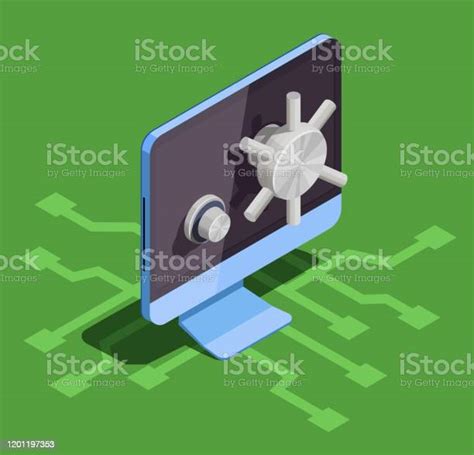 Data Encryption Cyber Security Isometric Composition Stock Illustration