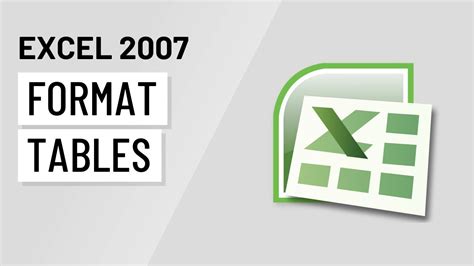 excel 2007 formatting tables youtube