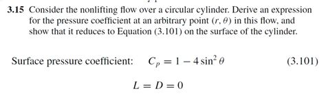 315 ﻿consider The Nonlifting Flow Over A Circular