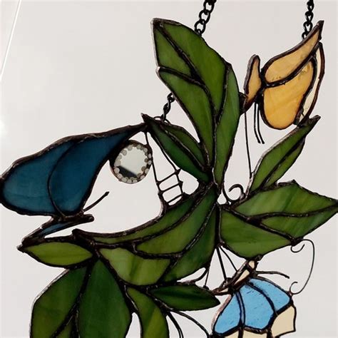 Stained Glass Luna Moth Vintage Green Glass Suncatcher Etsy Australia