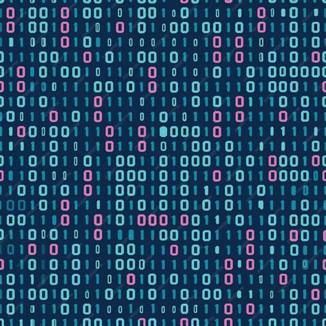 Binary Code Seamless Horizontal Pattern Digital Technology Background Abstract Matrix Premium