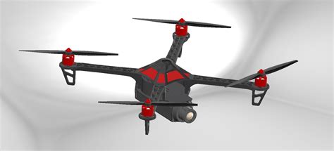 Drone 21简易四轴无人机框架结构solidworks 2016模型图纸下载 懒石网