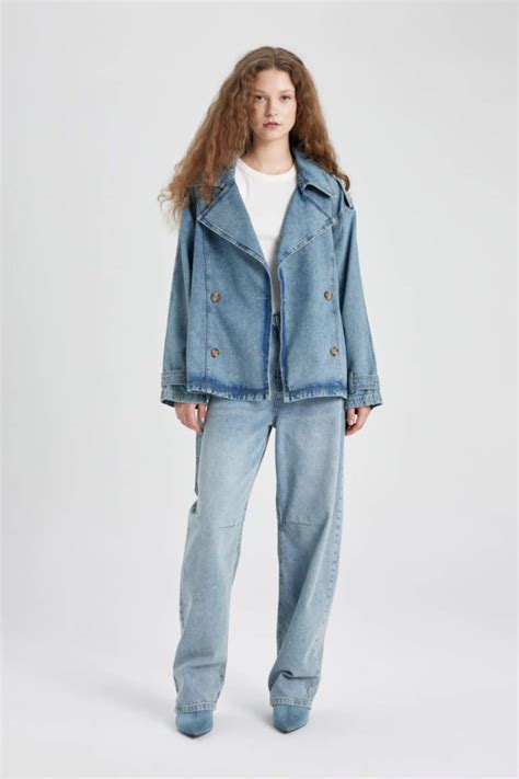 أزرق حريمي جاكيت جينز فاشون فيت 3065709 Defacto