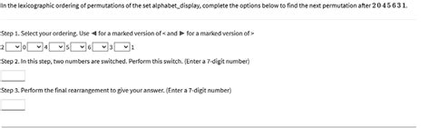 In The Lexicographic Ordering Of Permutations Of The Set Alphabetdisplay Complete The Options