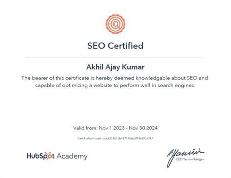akhil ajay kumar on linkedin hubspot academy seo certification