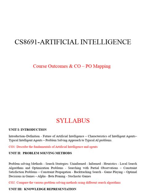 Cs8691 Ai Co Po Mapping Pdf Artificial Intelligence Intelligence