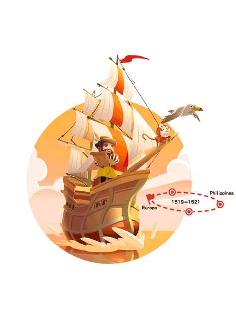 大航海时代 麦哲伦 小学教材封面插画 动效 花瓣网