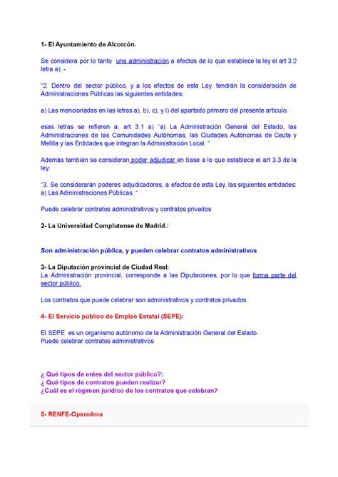 Practica De Contratos Del Sector Publico Ejercicios De Derecho