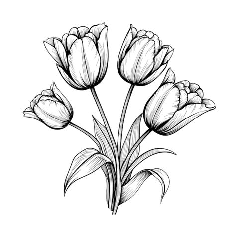 Premium Vector Hand Drawn Sketch Tulip Flower Illustration