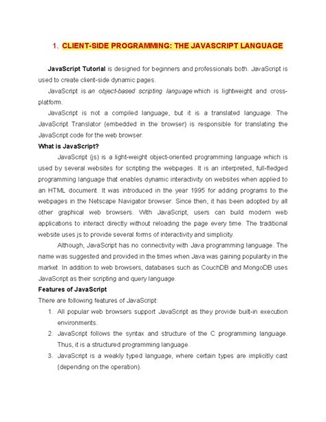 Client Side Programming The Javascript Language 1 Client Side