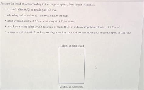 Solved Arrange The Listed Objects According To Their Angular Chegg
