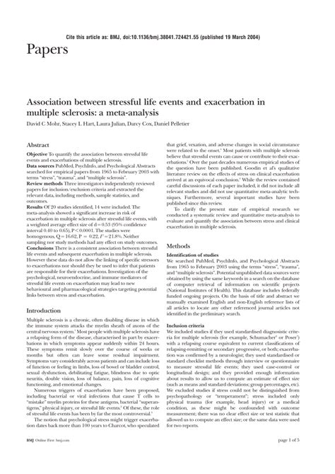 Pdf Association Between Stressful Life Events And Exacerbation In