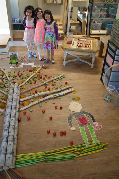 Reggio Collaborative Art Branches Apples Leaves Paper Book The