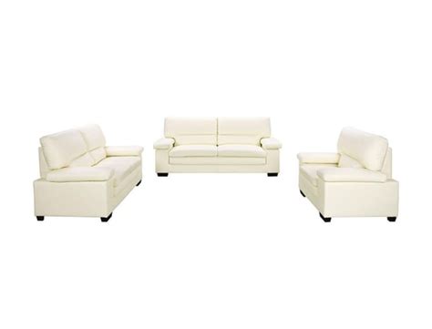 Canapé 3 2 1 places en cuir de buffle ivoire mimas ii VENTE UNIQUE