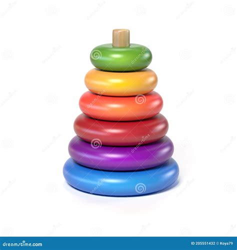 Jouet Pyramide En Bois Pour Enfants En Bagues Colorées 3d Rendu