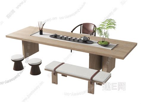 新中式茶桌椅模型su模型下载 Id109269404 建e网su模型