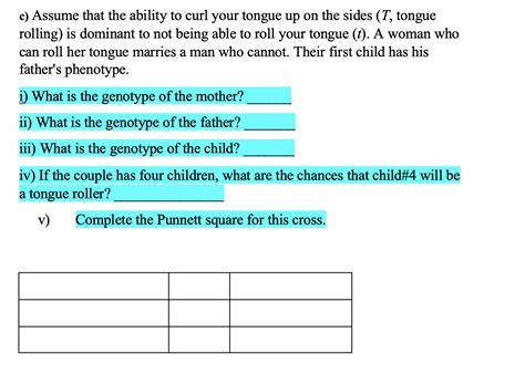 Solved C Assume That The Ability To Curl Your Tongue Up On