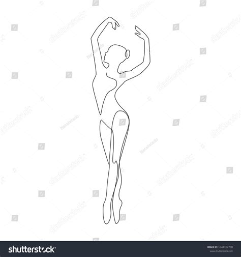 「白い背景にバレリーナ1行描画。若い女性が踊っている。ベクターイラスト」のベクター画像素材（ロイヤリティフリー） 1644312700