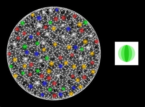 crossed web mesh round sphere icon with bright colored glitter dots