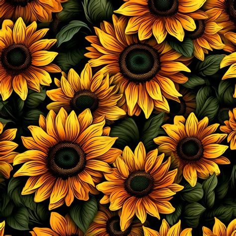 Premium Photo Sunflowers Yelllow Pattern Illustration