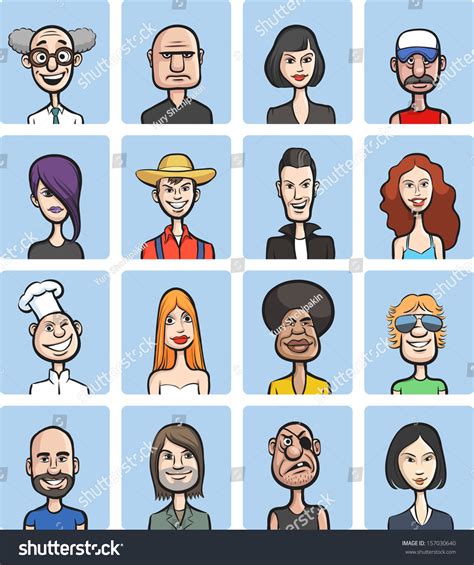 Vector Illustration Funny Cartoon Faces Vector Stock Vector Royalty
