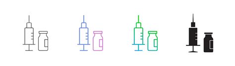 Vaccine Icon에는 편집 가능한 획 선 이중 색상 선 그라디언트 선 및 실선의 네 가지 스타일이 있습니다 웹 디자인 모바일 앱 Ui Ux 및 Gui 디자인에