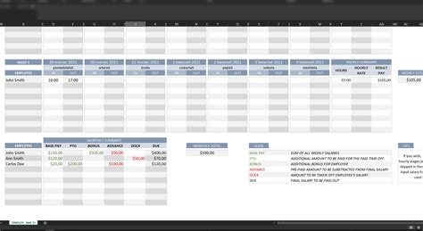 Weekly Monthly Employee Timesheet Excel Template Business Spreadsheet Time Tracker