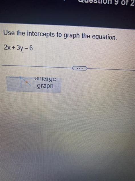 Solved Use The Intercepts To Graph The Equation 2x 3y 6